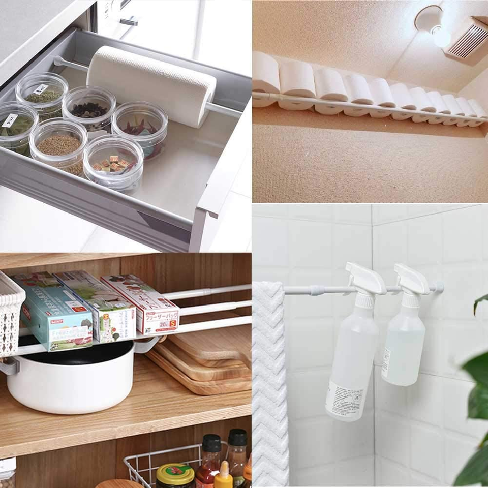Spring Tension Curtain Rods 28-43 Inch Adjustable Spring Loaded Small ...