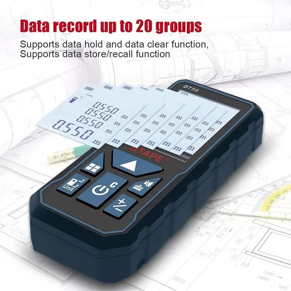 Laser Distance Meter 50M/165ft，Handle Digital IP54 Shockproof Laser ...