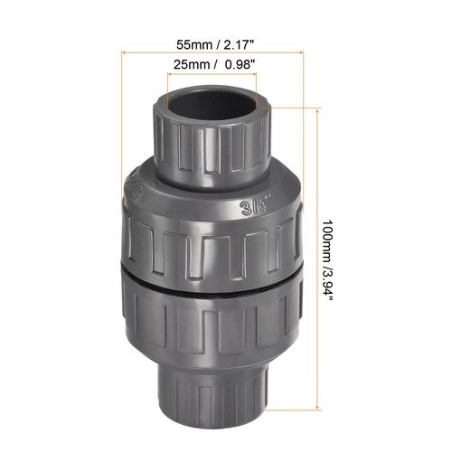 Check Valves 25mm Inner Dia. Slip End Spring Inline Hose Connector Gray ...