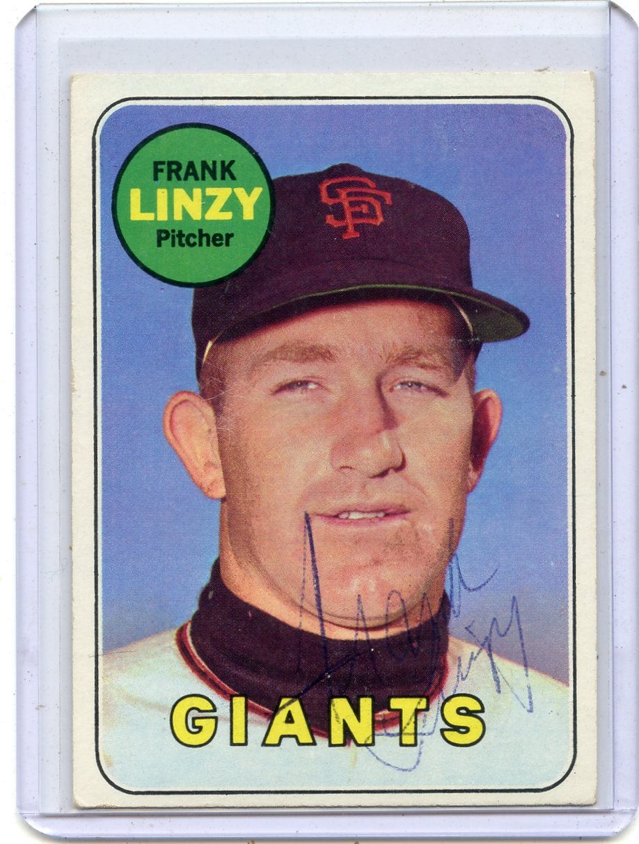 1969 TOPPS BASEBALL #345 FRANK LINZY AUTOGRAPH, SAN FRANCISCO GIANTS ...