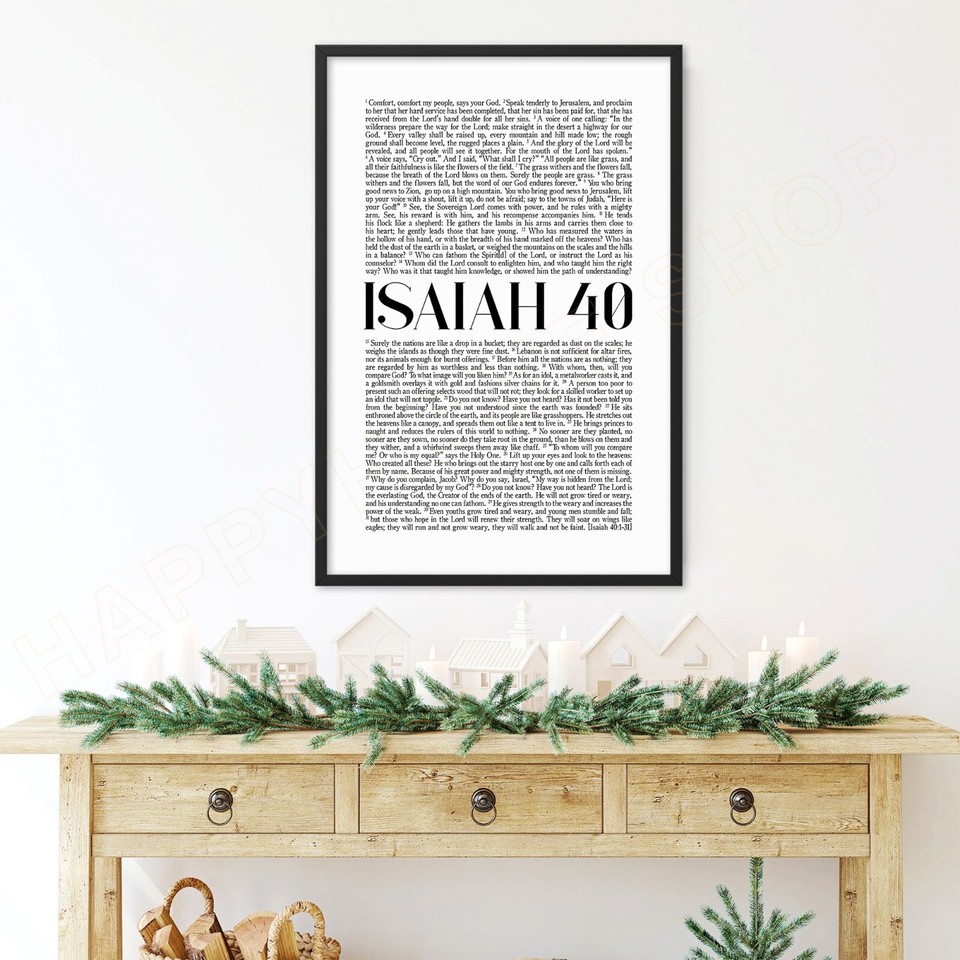 Isaiah 40 NIV Bible Verse Wall Art Scripture Print Christian Home Art ...