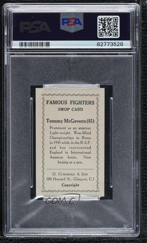 1947 D. Cummings & Son Famous Fighters Swop Cards - #61 Tommy McGovern ...