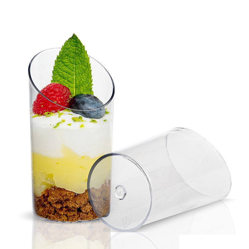 20Pcs 70ml Reusable Cylinder Dessert Cups Plastic Yogurt Mousse Dessert ...