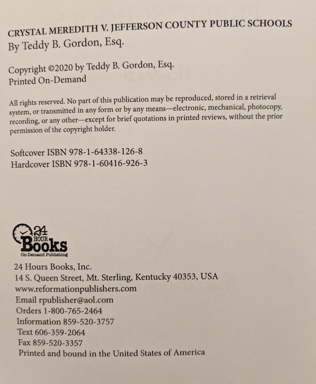 Crystal Meredith V. Jefferson County Public Schools 9781604169263| eBay