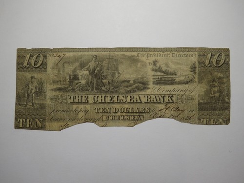 $10 1836 Chelsea Massachusetts MA Obsolete Currency Bank Note Bill ...