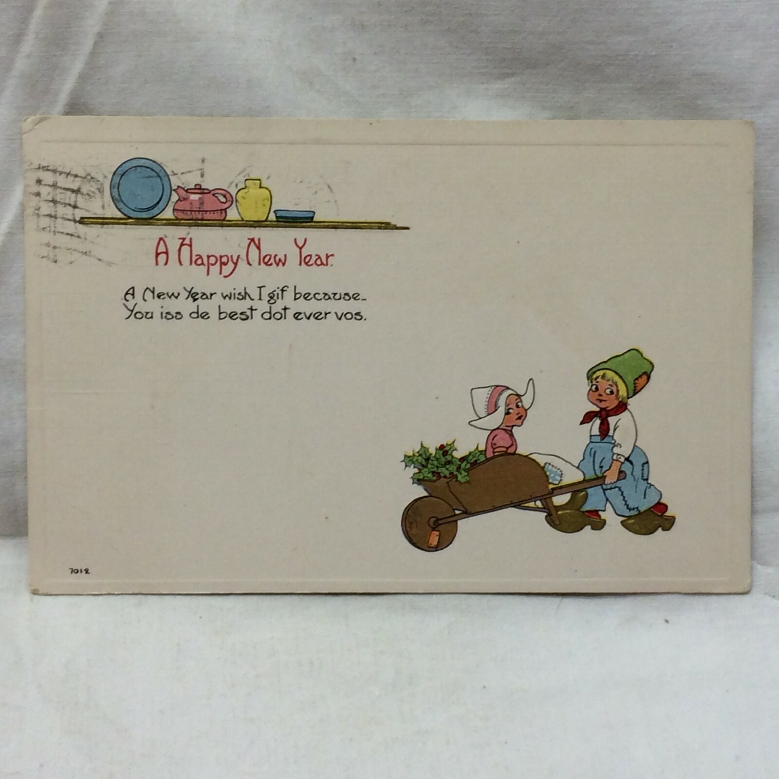 Vintage Postcard A Happy New Year Pennsylvania Dutch Greeting 1913 | eBay
