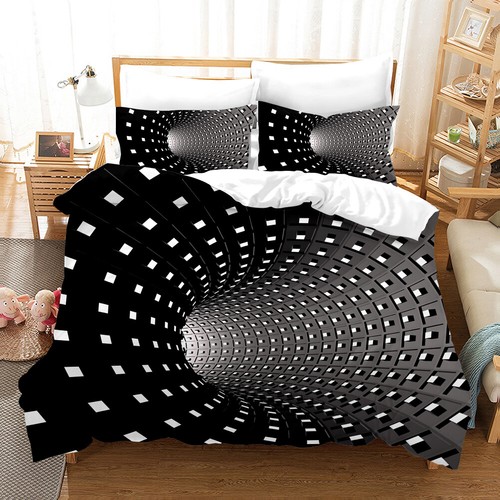 3D Geometric Vortex Tunnel Music Notes Bedding Quilt Cover Set Single ...