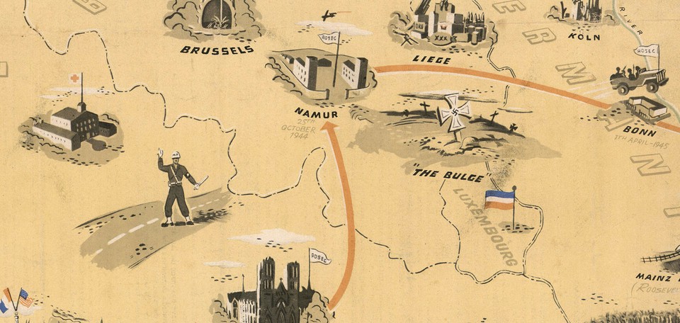 WWII Military War Map ADSEC in Action from Thames to Rhine U.S. Army ...