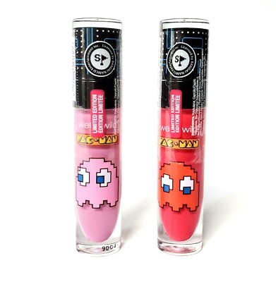 Set of 2 Wet n Wild PACMAN Lip Gloss Pinky & Blinky Pink Red Limited Ed ...