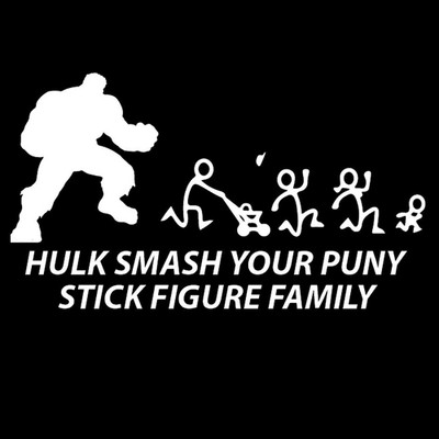 HULK SMASH Stick Figure delicious Decal Sally Car Window Vinyl Decal ...