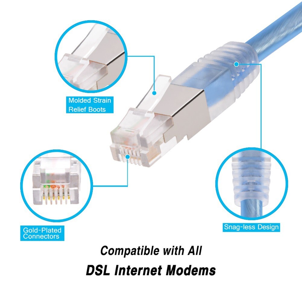 25FT RJ11 6P4C Shielded Telephone Phone Line Cable Cord Modem DSL ...