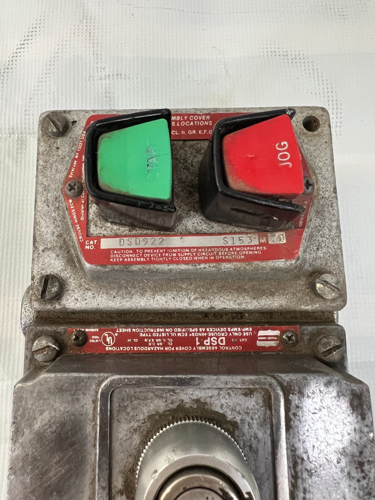 Crouse-Hinds DSD922 w/ DSP1 Control Assembly Cover for Hazardous ...