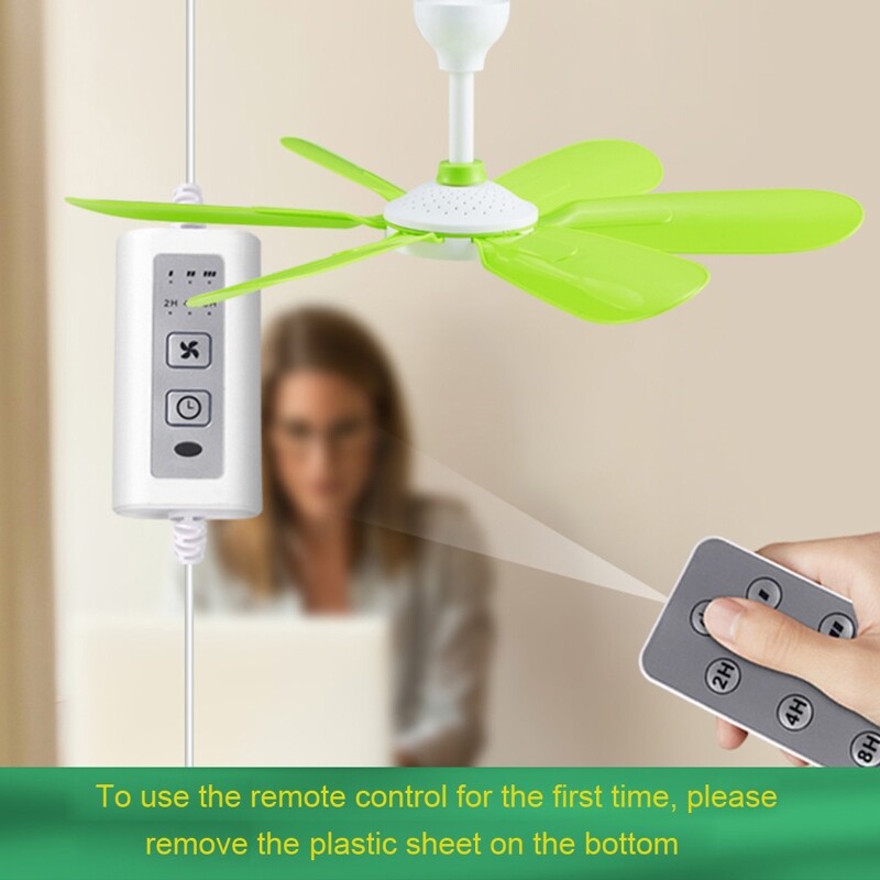 5V USB Ceiling Fan with Remote Control Timer 3 Gears for Bed Camping ...