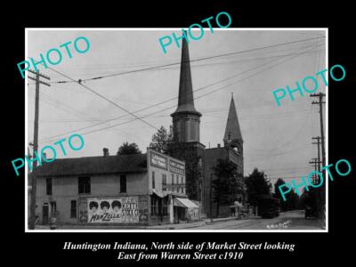 OLD LARGE HISTORIC PHOTO OF HUNTINGTON INDIANA VIEW OF MARKET STREET ...