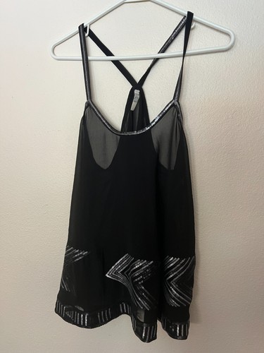 BB Dakota Blouse Top Women's Medium Black Spaghetti Straps Polyester ...