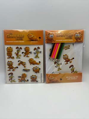 The Garfield Movie 2024 Puff Sticker Set or A5 Coloring Set w/ Stickers ...