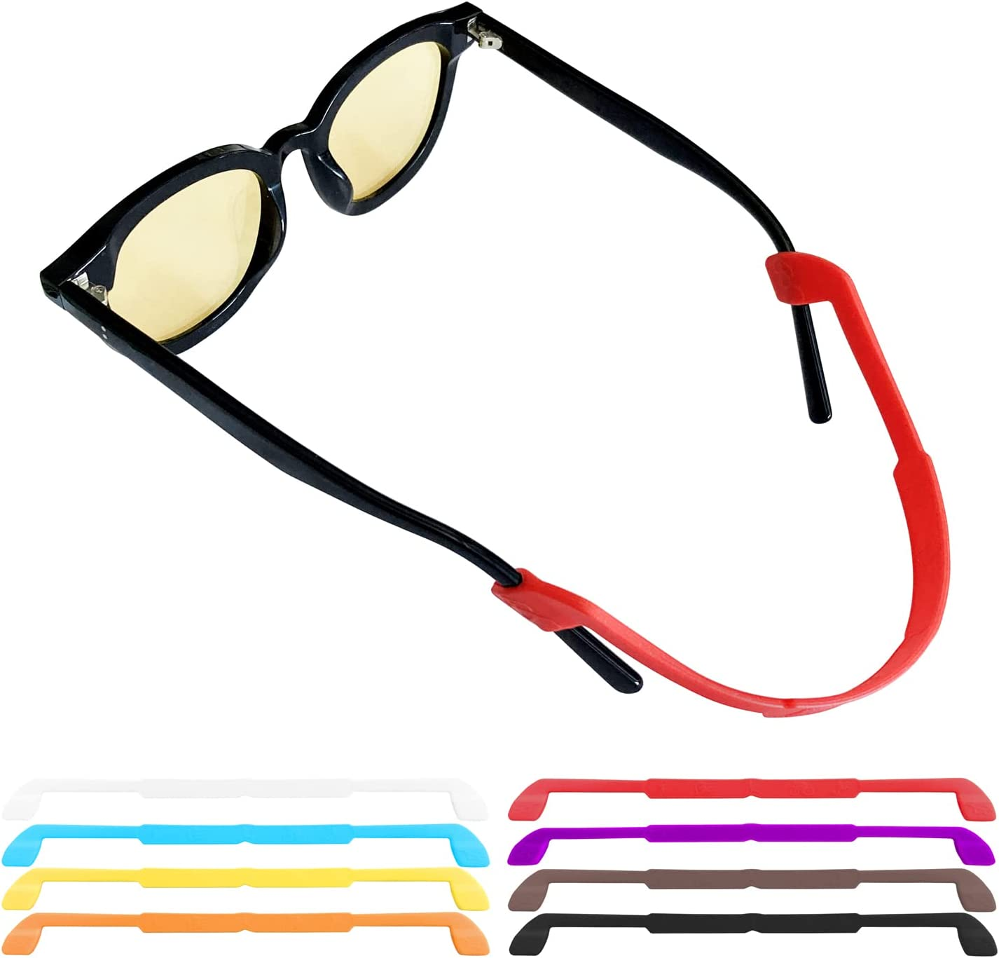 8 Pack Non-Slip Silicone Glasses Strap for Kids or Adults Sports with ...