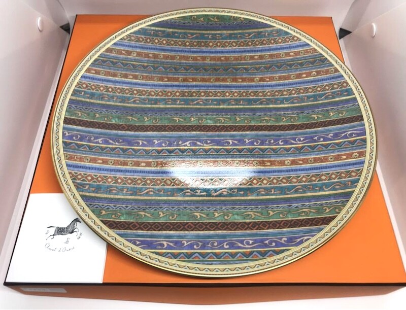 HERMES Cheval d'Orient Tart Serving Plate Tableware Dish 24K Gold Auth ...