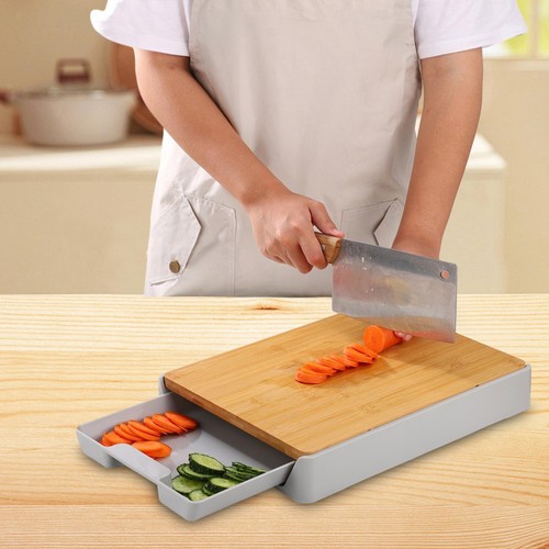 Wooden Chopping Board with Storage Container Household for Picnic RV ...