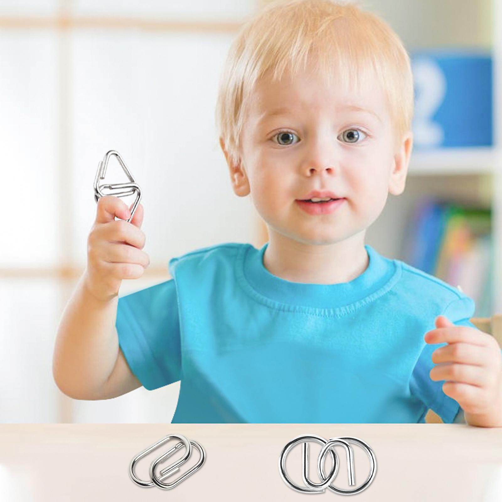 8Pcs/Set Metal Wire Puzzles Toy Logic IQ Test Brain Teaser Mind Game ...