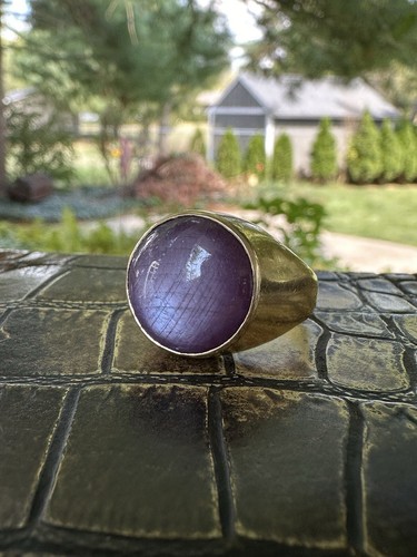 MENS Very Large 18k Solid Gold Star Ruby Ring Antique Vintage Estate ...