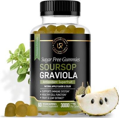 Soursop Leaves & Soursop Fruit Gummies Sugar Free - 3000mg Graviola ...