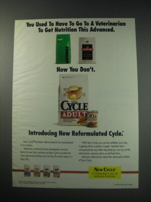1991 New Cycle Dog Food Ad - You used to have to go to a Veterinarian ...