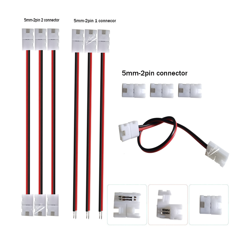 5mm 2pin LED Strip Light Connector Cable 20 AWG For 2835 5mm Single led ...