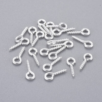 BULK Findings Shiny Silver Eye Screws Hook Screws 10mm x 4mm 200 pieces ...