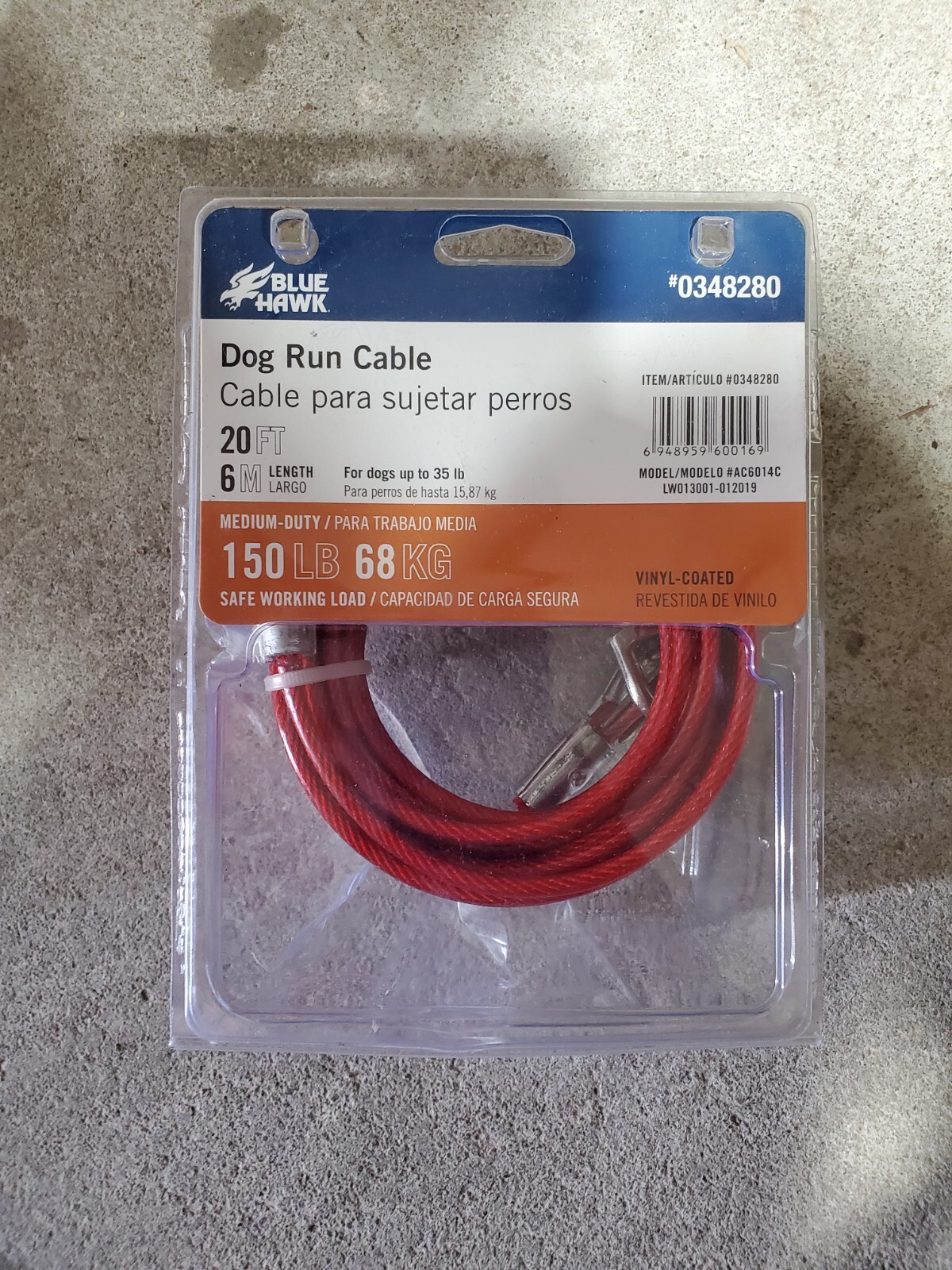 20-ft Vinyl Coated Dog Run Cable 150lb for Dogs Upto 35lb - Blue Hawk ...