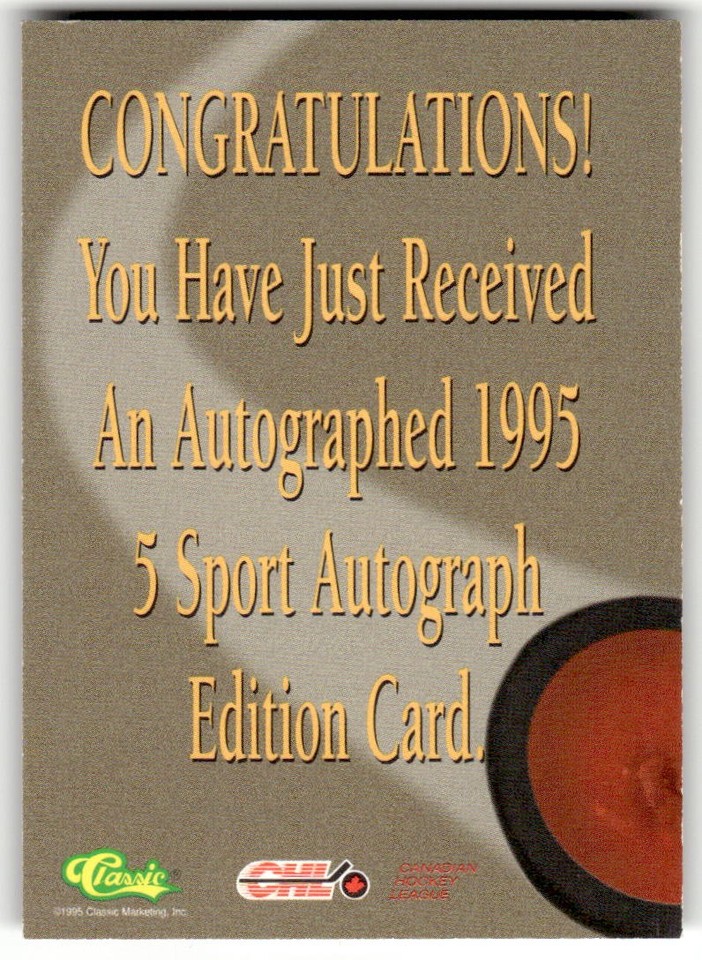 1995 Classic Five Sport Aaron MacDonald Autographs #NNO Auto | eBay