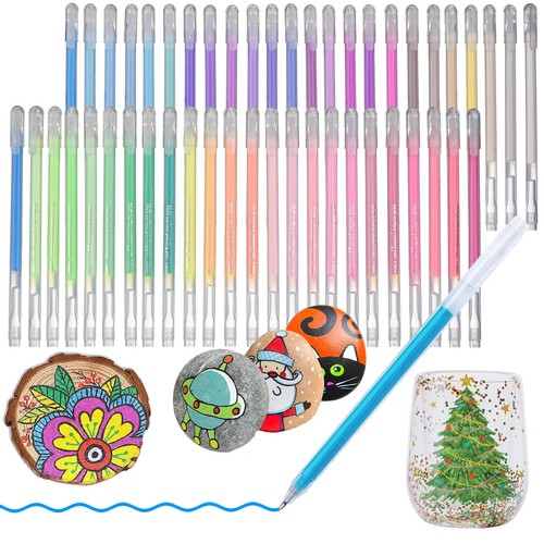 Arylic Paint Gel Pens,48 Color Pastel Gel Pens for Wood, Canvas, Stone ...