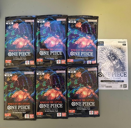OP-06 WINGS OF THE CAPTAIN BOOSTER PACKS x6 + 1 FREE TOURNAMENT PACK ...