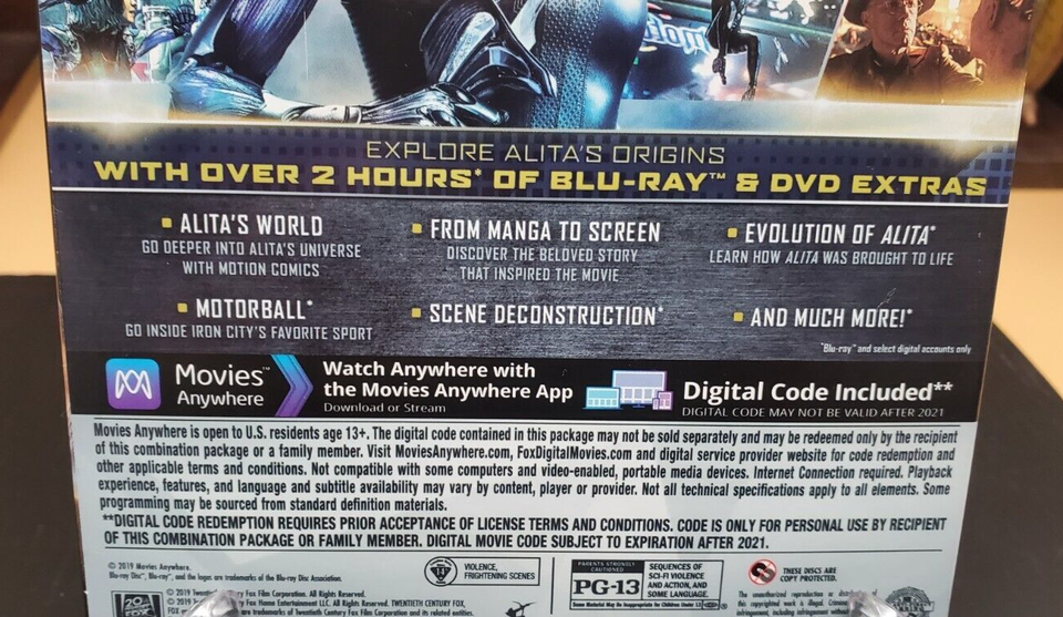 Alita: Battle Angel Blu-ray DVD w/sleeve cover & inserts Waltz Connelly ...