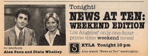 1980 KTLA TV AD~ALEX PAEN & DIXIE WHATLEY LOS ANGELES NEWS ACHORS~10 PM ...
