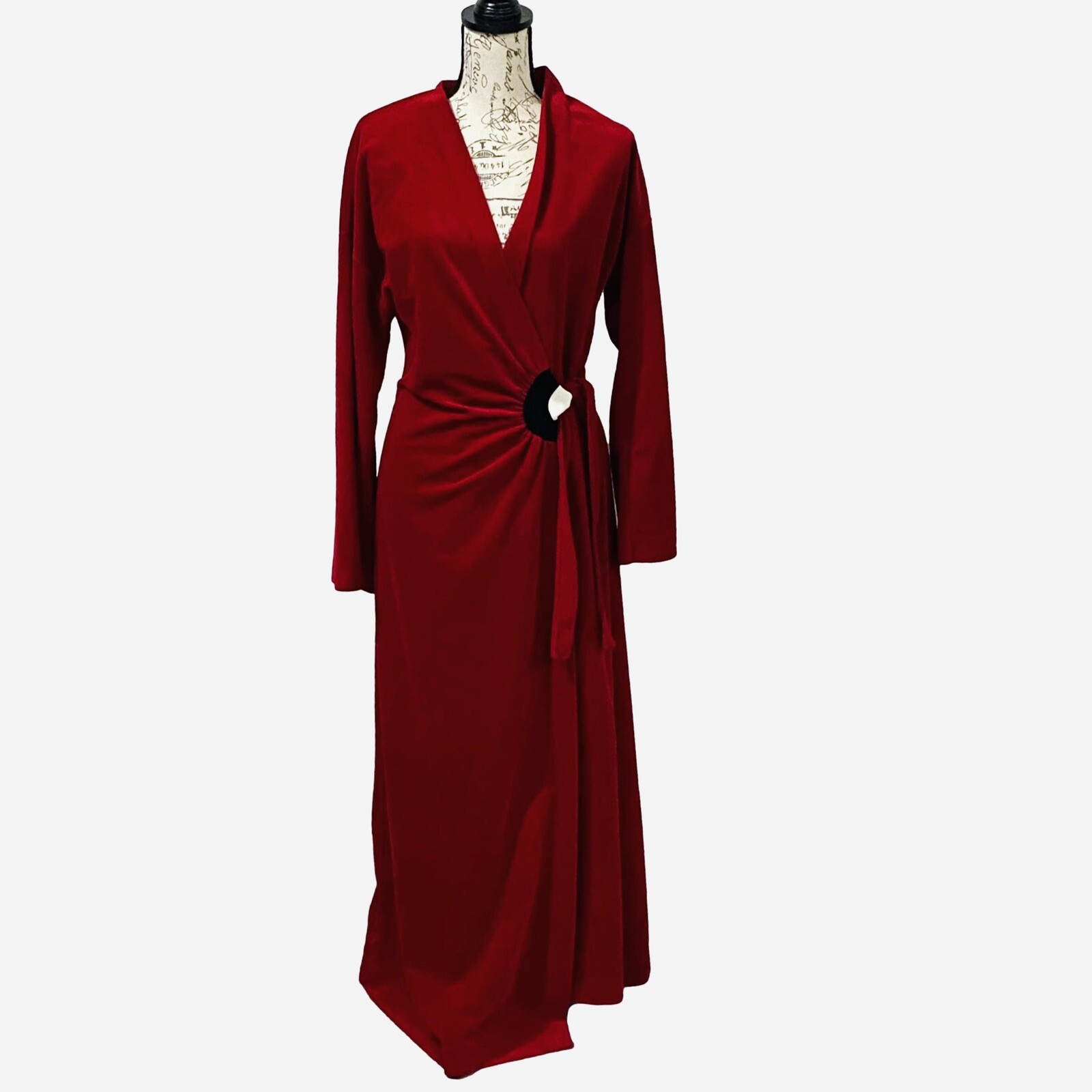VTG Vanity Fair Rich Red Velvet Wrap Robe Bathrobe Si… - Gem