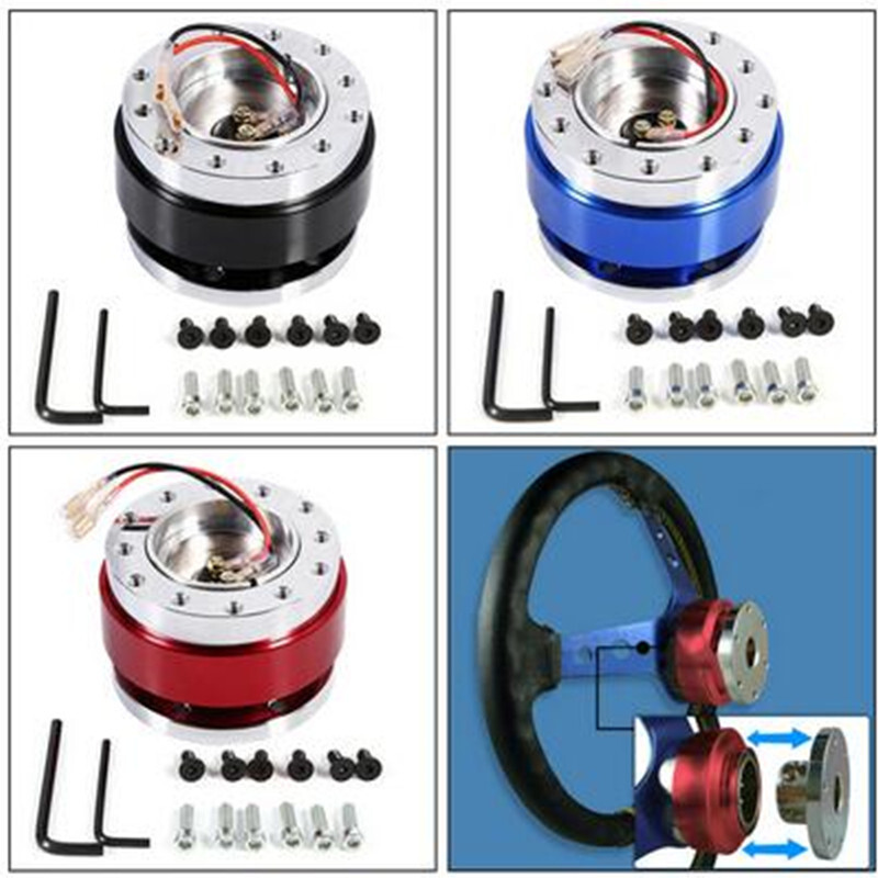 Black Car Steering Wheel Quick Release Hub Adapter Snap Off Boss Kit W ...