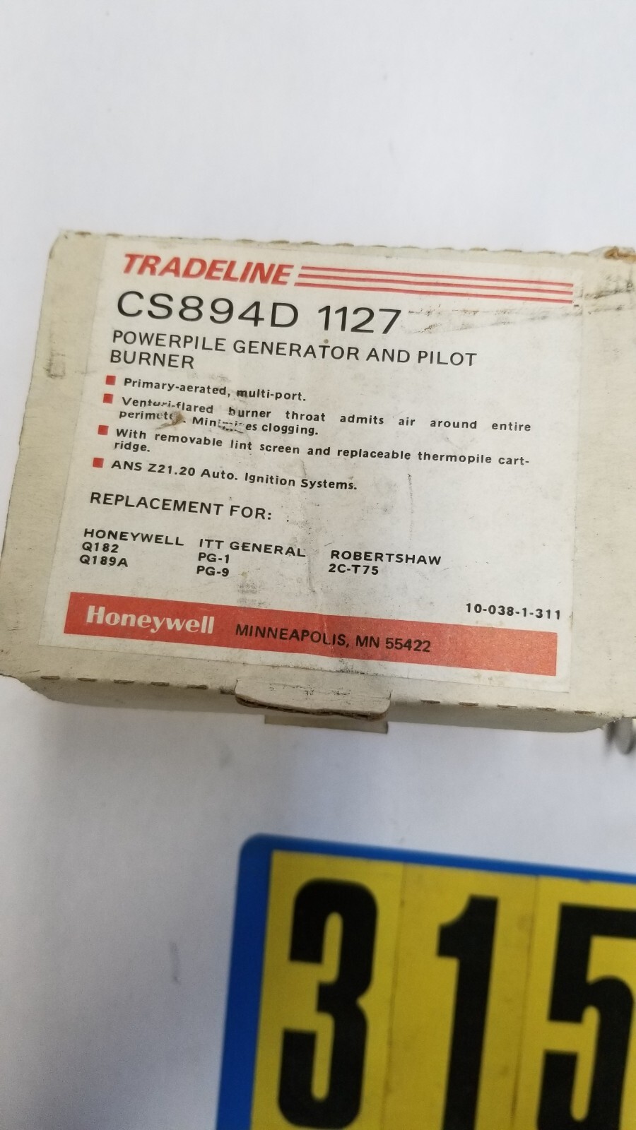 Honeywell CS894D 1127 Powerpile Generator and Pilot Burner | eBay