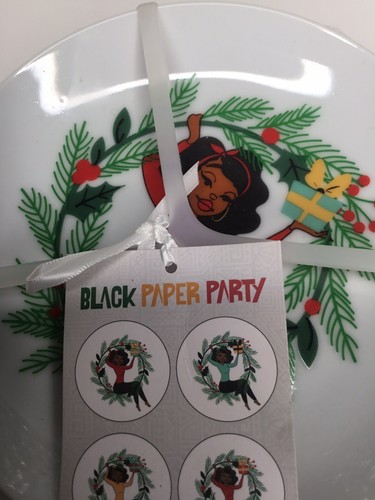 Black Paper Party Holiday Set of 4 Assorted 5.75" Ceramic Appetizer ...