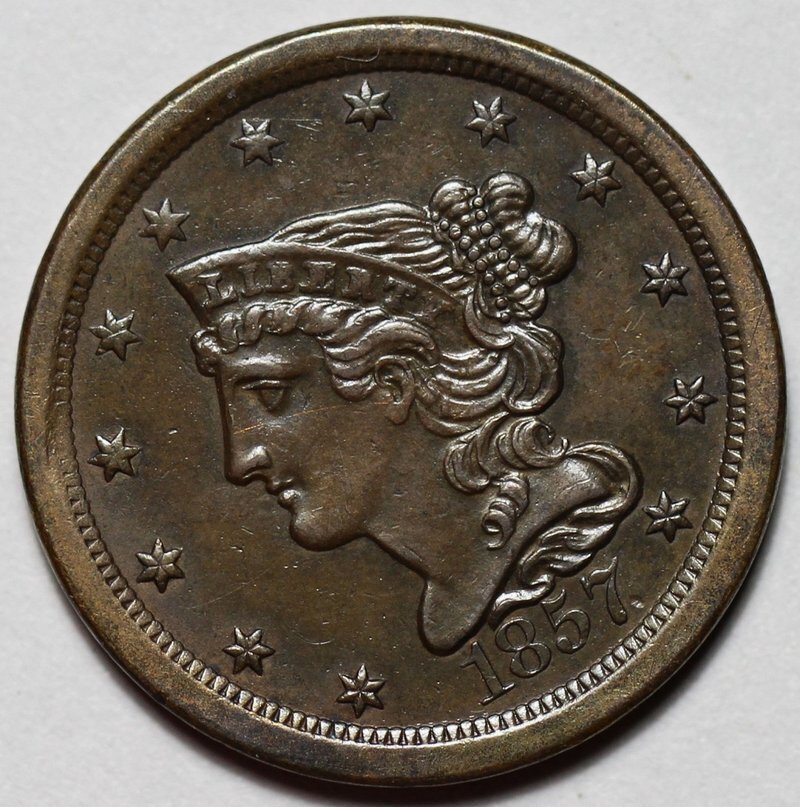 1857 Braided Hair Half Cent - Scratches - US 1/2c Copper Coin | eBay
