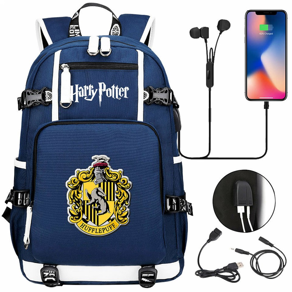 Harry Potter Hufflepuff USB Knapsack Teenager Travel Backpack Unisex ...