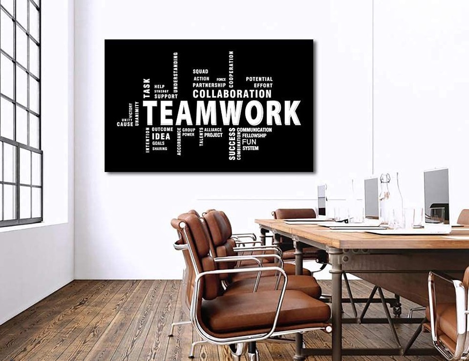 Teamwork Canvas Wall Art - Large Framed Motivational Quotes Artwork ...