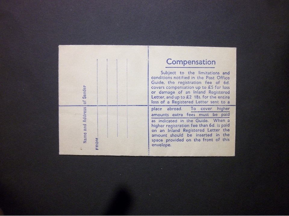GB ERROR Stationery QEII 81/2d Stamp Omitted Registered Envelope size F ...