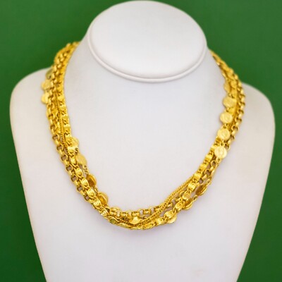 18 inch, JG Hook Vintage Multi Chain Coin Links Multistrand Necklace ...