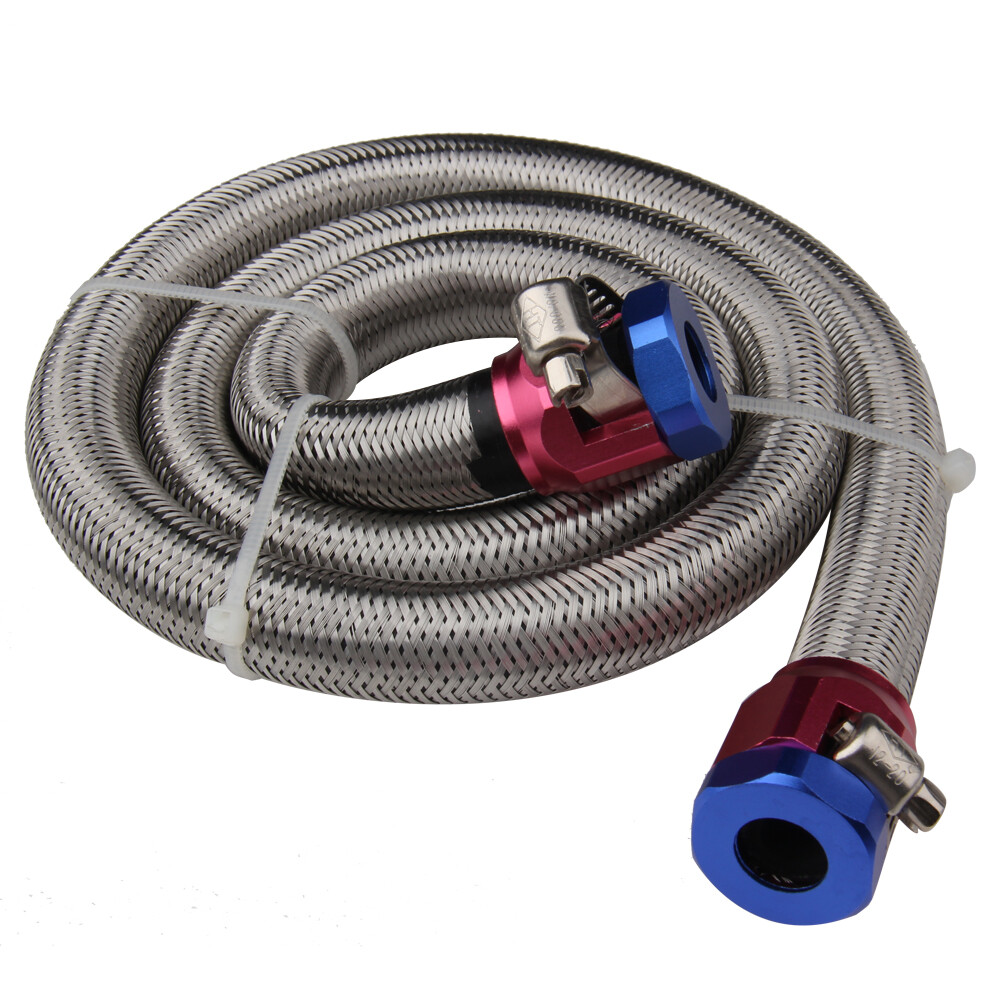 6AN 3/8" Fuel Line Stainless Steel Braided Hose Kit Universal for ...