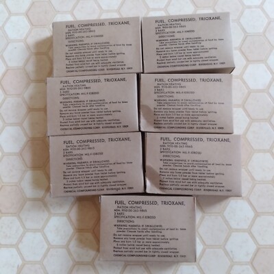 Fuel Compressed Trioxane Fire Starter US Military 7 Boxes Ration ...
