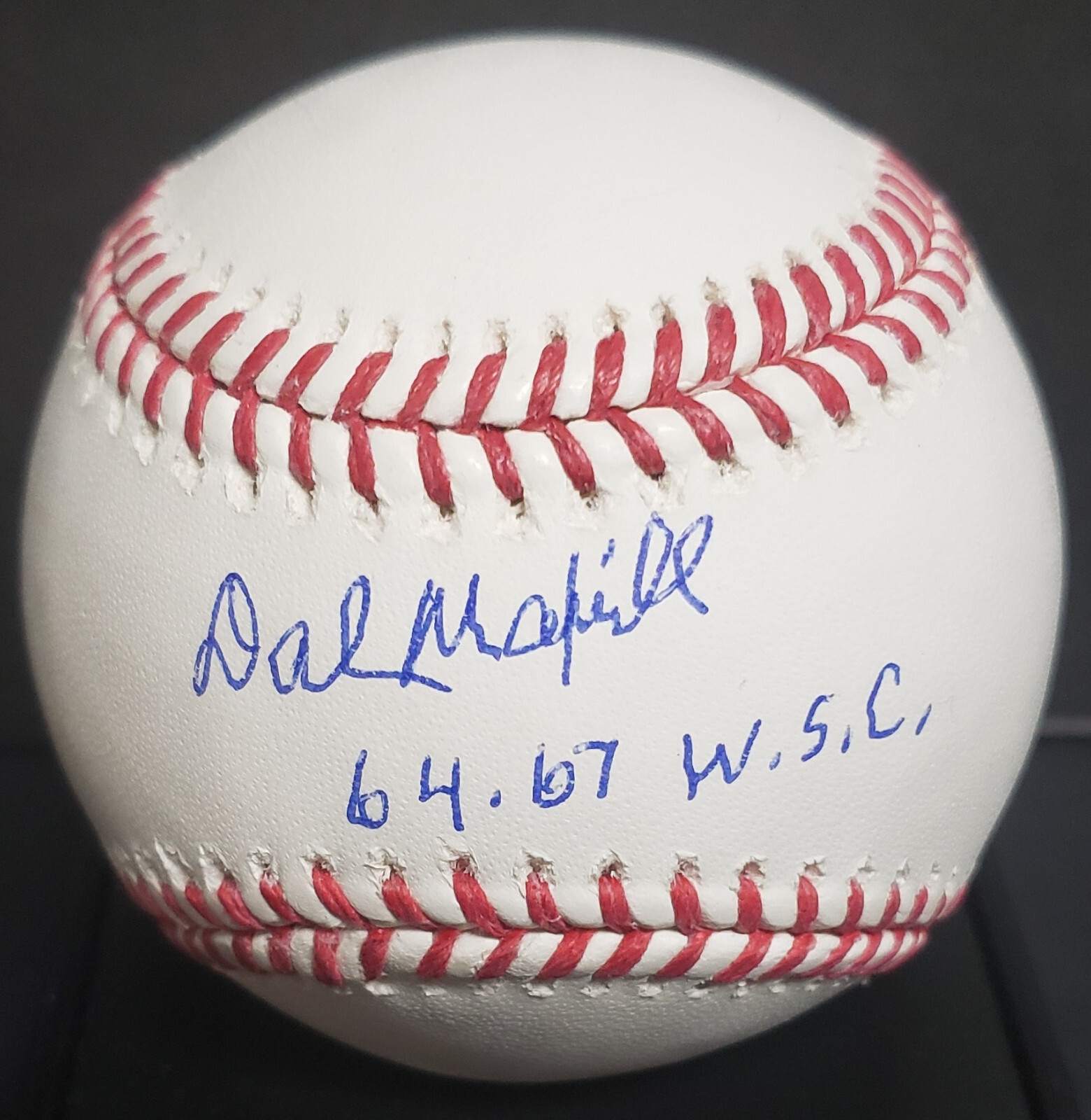 Dal Maxvill autographed baseball inscribed 64 67 WSC w/COA (STL ...
