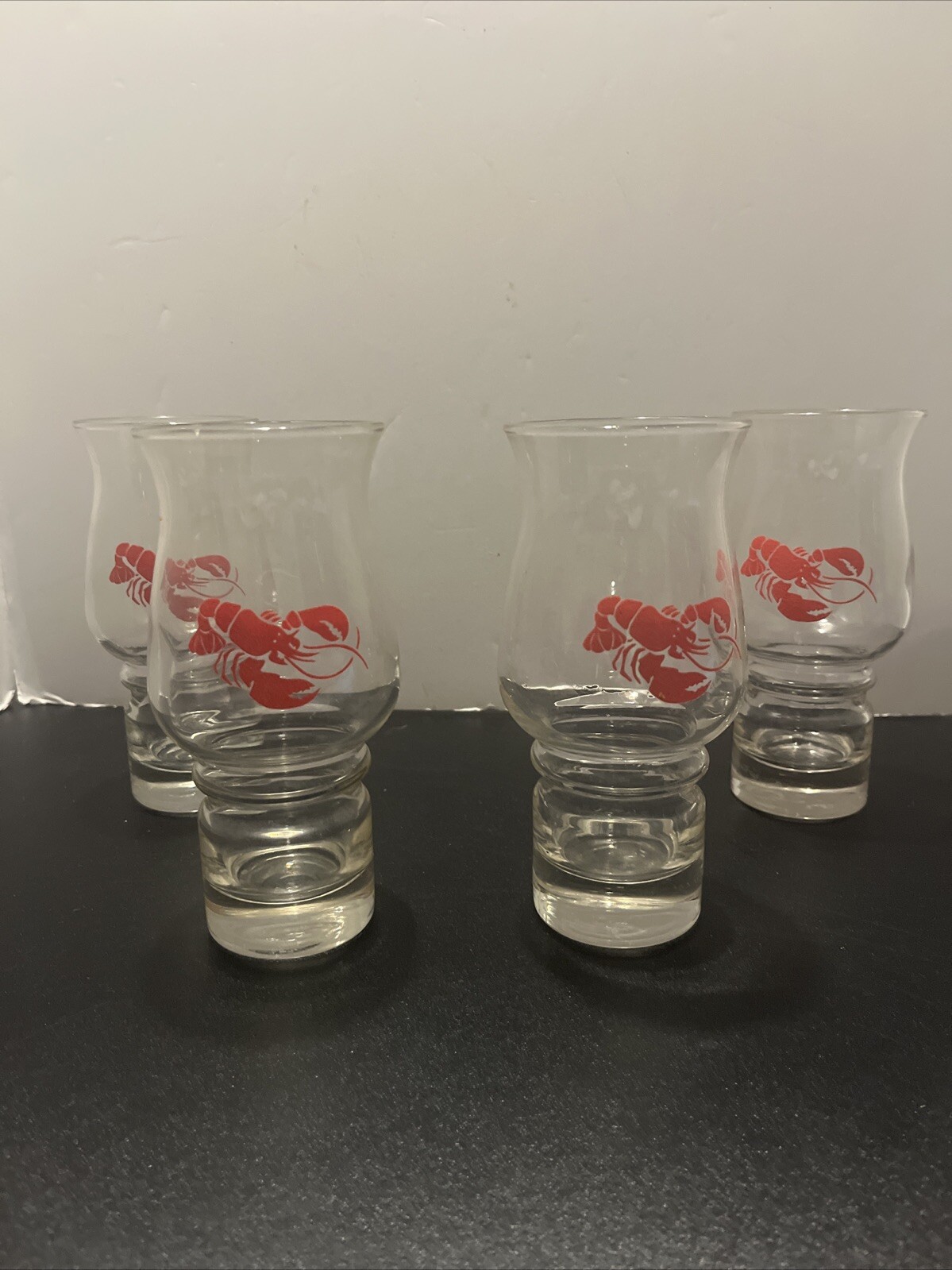 Set of 4 Vintage Red Lobster Glasses Hurricane Drink Glass Red Logo | eBay