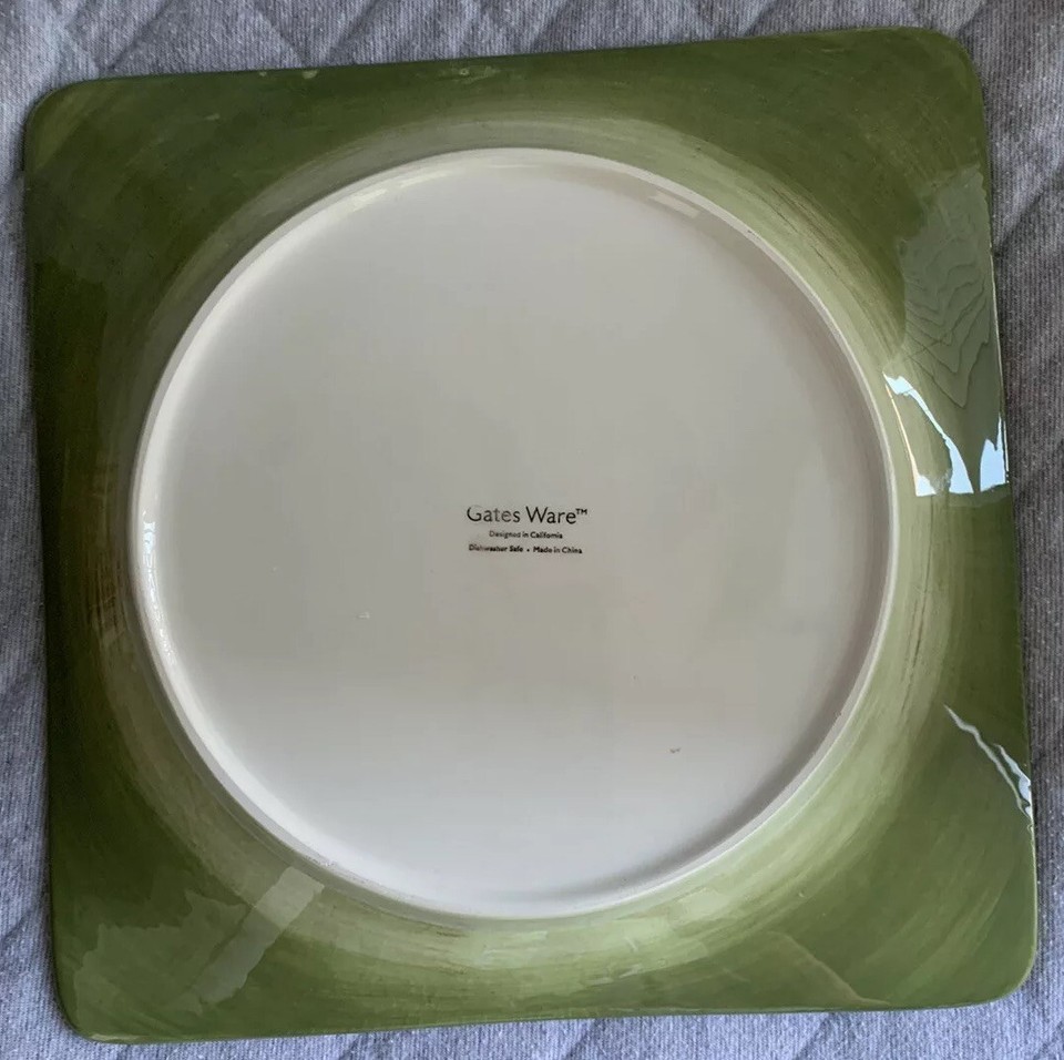 Gates Ware By Laurie Gates Green Square Plate Platter Tray Leaves Fall ...