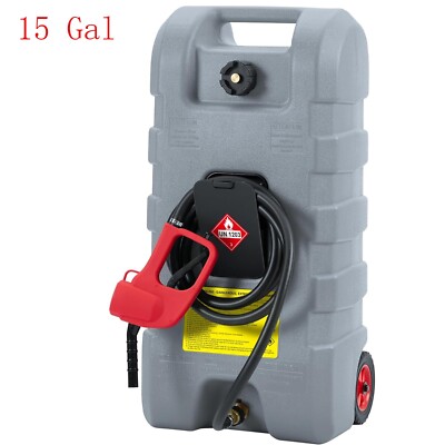 15 Gallon Portable Moving Gas Caddy Fuel Storage Saving Tank W/ Pump ...